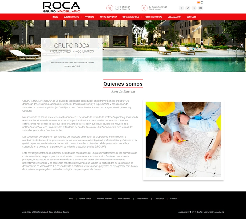 Web corporativa para Grupo Roca | Diseñado por Edina Diseño Web S.L.