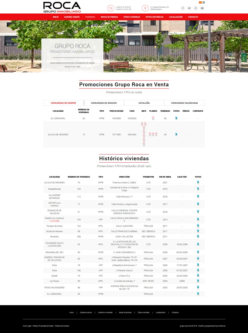 Web corporativa para Grupo Roca | Diseñado por Edina Diseño Web S.L.